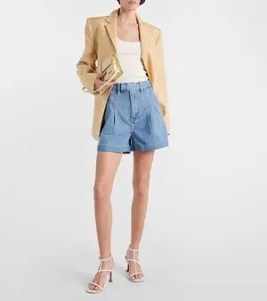 FRAME Pleated Denim Shorts