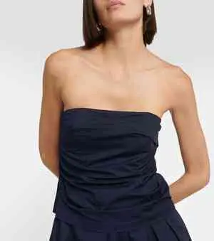 Co Strapless Cotton And Silk Midi Dress