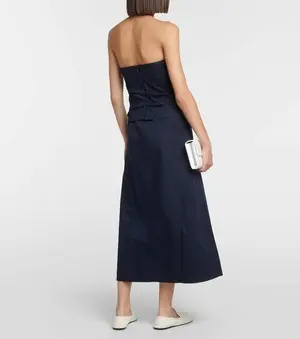 Co Strapless Cotton And Silk Midi Dress