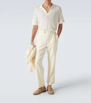 King & Tuckfield Open-knit Wool Polo Sweater