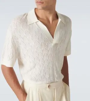King & Tuckfield Open-knit Wool Polo Sweater