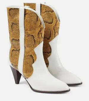 Isabel Marant Witney Snake-effect Leather Ankle Boots - White