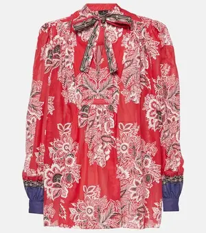 Etro Printed Cotton And Silk Blouse
