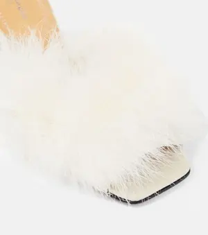 MAISON MARGIELA Feather-embellished Mules - White