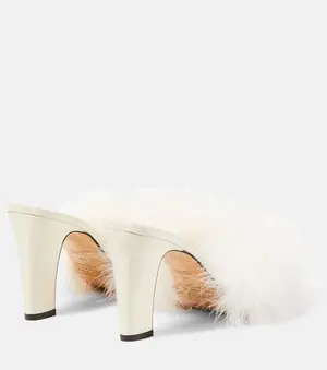 MAISON MARGIELA Feather-embellished Mules - White