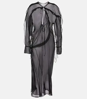 Christopher Esber Ruffled Silk Midi Dress - Black