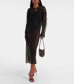 Christopher Esber Ruffled Silk Midi Dress