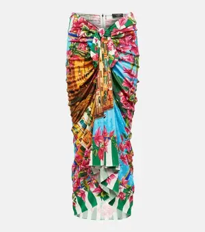 Dolce & Gabbana Portofino Silk Midi Skirt