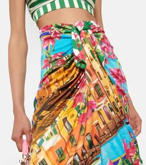 Dolce & Gabbana Portofino Silk Midi Skirt
