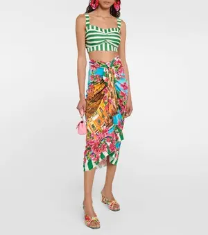 Dolce & Gabbana Portofino Silk Midi Skirt