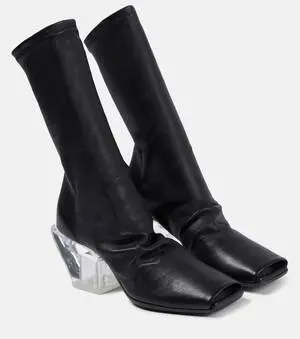 Rick Owens Stretch Leather Ankle Boots - Black