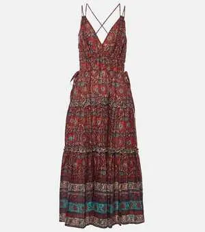 Ulla Johnson Rosa Printed Midi Dress - Red
