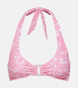 Heidi Klein Ischia Printed Halterneck Bikini Top - Pink