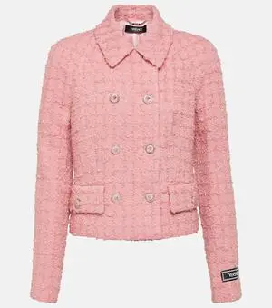 Versace Double-breasted Boucle Tweed Jacket