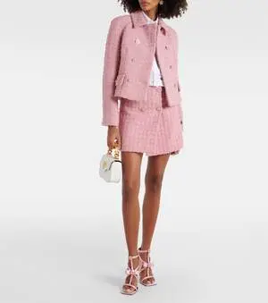 Versace Double-breasted Boucle Tweed Jacket
