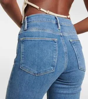 FRAME Le Easy Flare Raw Fray Jeans - Blue