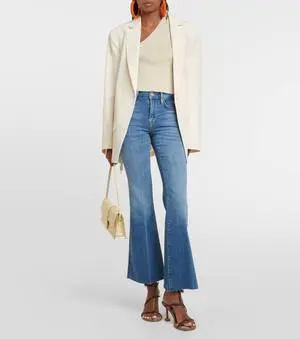 FRAME Le Easy Flare Raw Fray Jeans - Blue