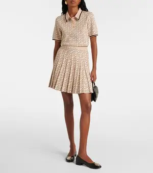 Tory Burch Monogram Pleated Miniskirt