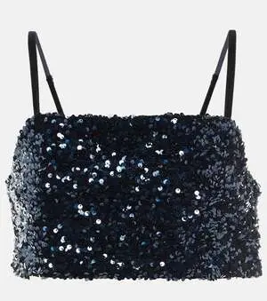 Dorothee Schumacher Sequined Crop Top - Blue