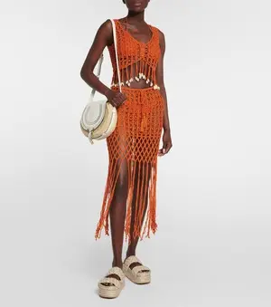 Anna Kosturova Embellished Crochet Crop Top