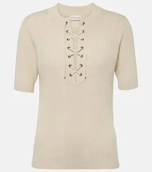 Dries Van Noten Lace-up Ribbed-knit Top