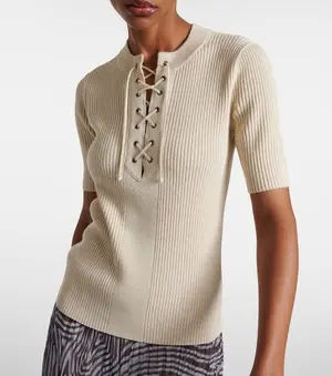 Dries Van Noten Lace-up Ribbed-knit Top