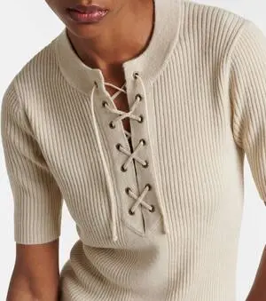 Dries Van Noten Lace-up Ribbed-knit Top
