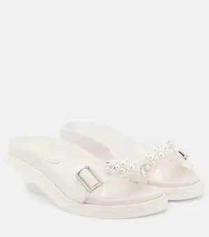 Simone Rocha Leather Slides - Beige