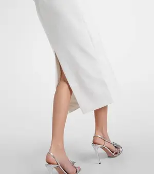 SELF-PORTRAIT Embellished Crepe Bustier Midi Dress