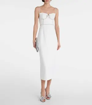 SELF-PORTRAIT Embellished Crepe Bustier Midi Dress