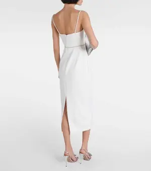 SELF-PORTRAIT Embellished Crepe Bustier Midi Dress
