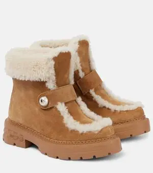 JIMMY CHOO Shea Shearling-lined Ankle Boots - Brown