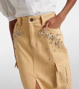 SELF-PORTRAIT Embellished Cargo Maxi Skirt