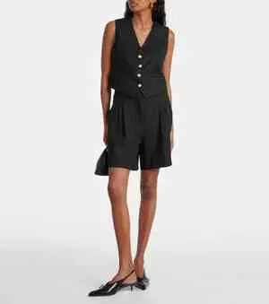 Veronica Beard Bennett Linen-blend Twill Vest
