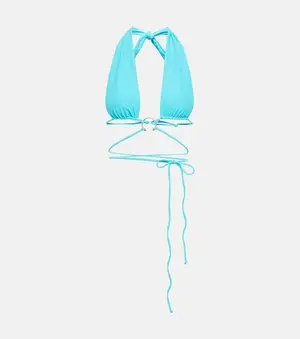 SAME Pierced Wrap Bikini Top - Blue