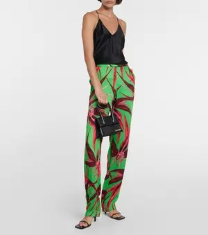LOUISA BALLOU Floral Printed Straight Leg Trousers - Red