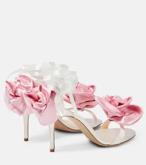 Magda Butrym Floral Appliqué Satin Sandals