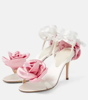 Magda Butrym Floral Appliqué Satin Sandals