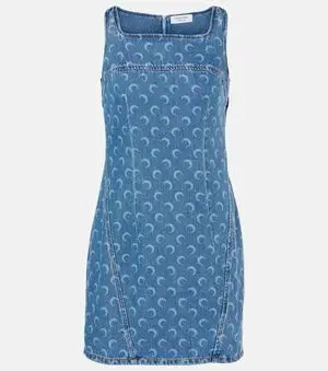 MARINE SERRE All Over Moon Denim Minidress - Blue