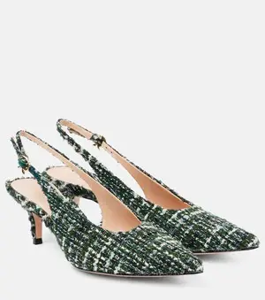 GIANVITO ROSSI 55 Boucle Slingback Pumps - Green