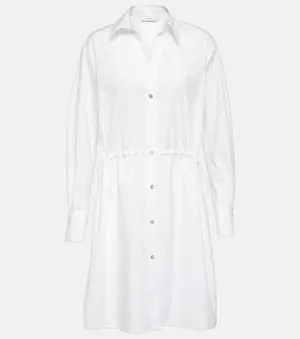 Vince Ruched Cotton Shirtdress - White