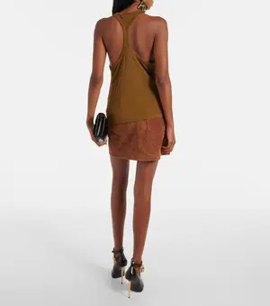 TOM FORD Ribbed-knit Crepe Jersey Tank Top - Brown