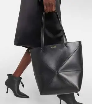 Loewe Puzzle Fold Medium Tote Bag - Black