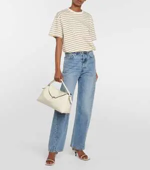 TOTEME T-lock Medium Leather Tote Bag - White