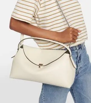 TOTEME T-lock Medium Leather Tote Bag - White
