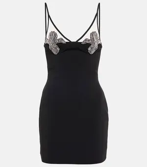 David Koma Mesh-panel Embellished Minidress