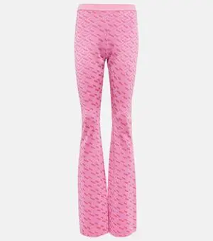 Versace La Greca Jacquard Silk-blend Flared Pants