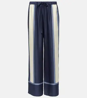 SIR. Dazed Printed Silk Palazzo Pants - Blue