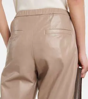 Brunello Cucinelli Mid-rise Leather Pants