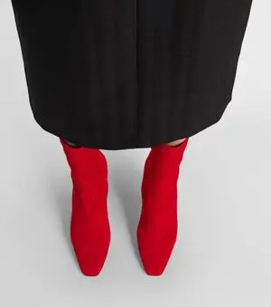 AQUAZZURA Amore 95 Suede Ankle Boots - Red